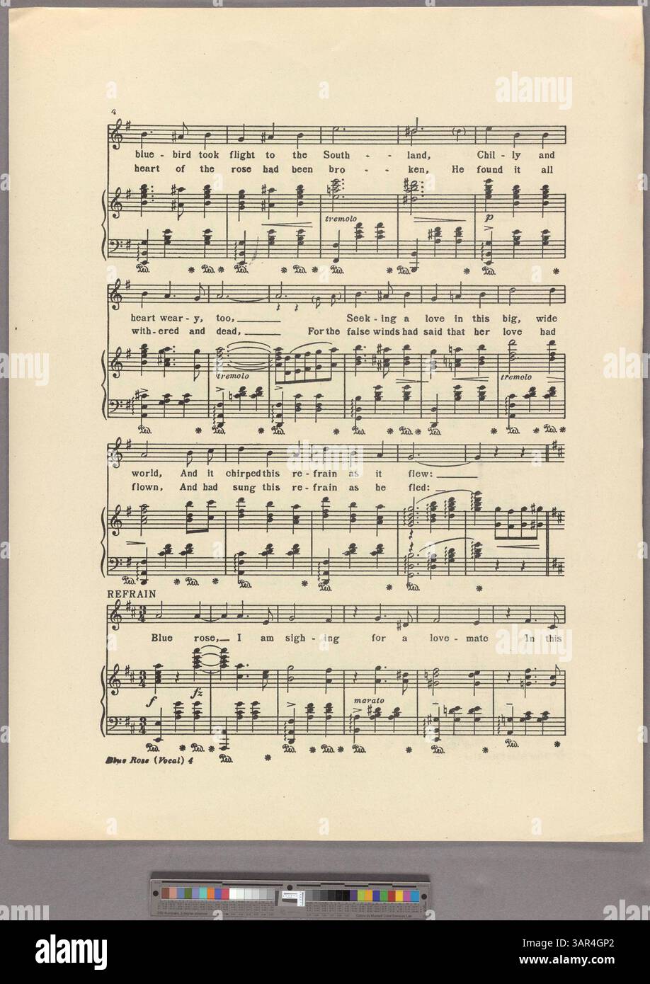 Sheet music cover for 'Blue Rose,' dedicated to Miss Irma I. Molkup ...