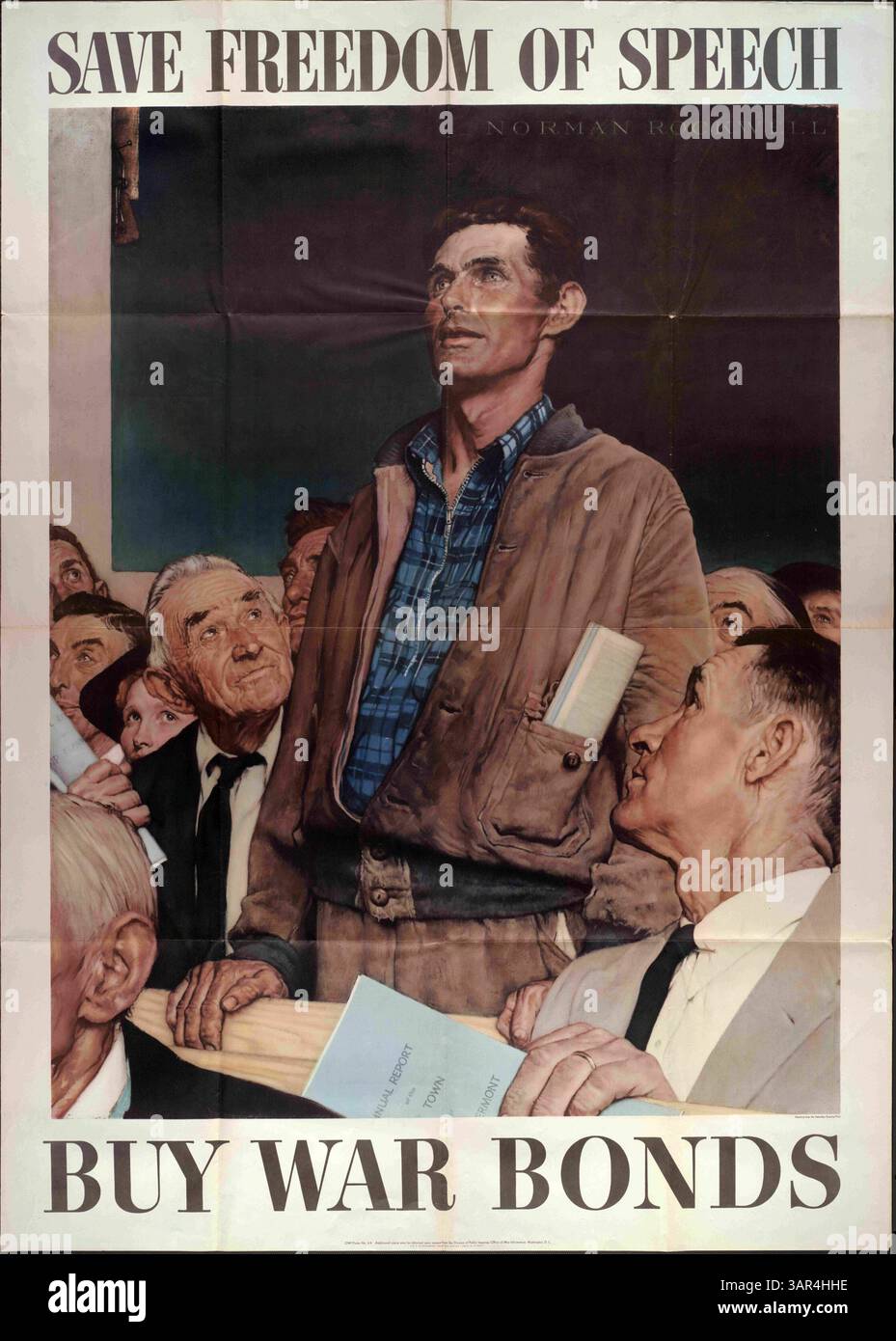 The image is based on Norman Rockwell's 'Freedom of Speech' painting ...