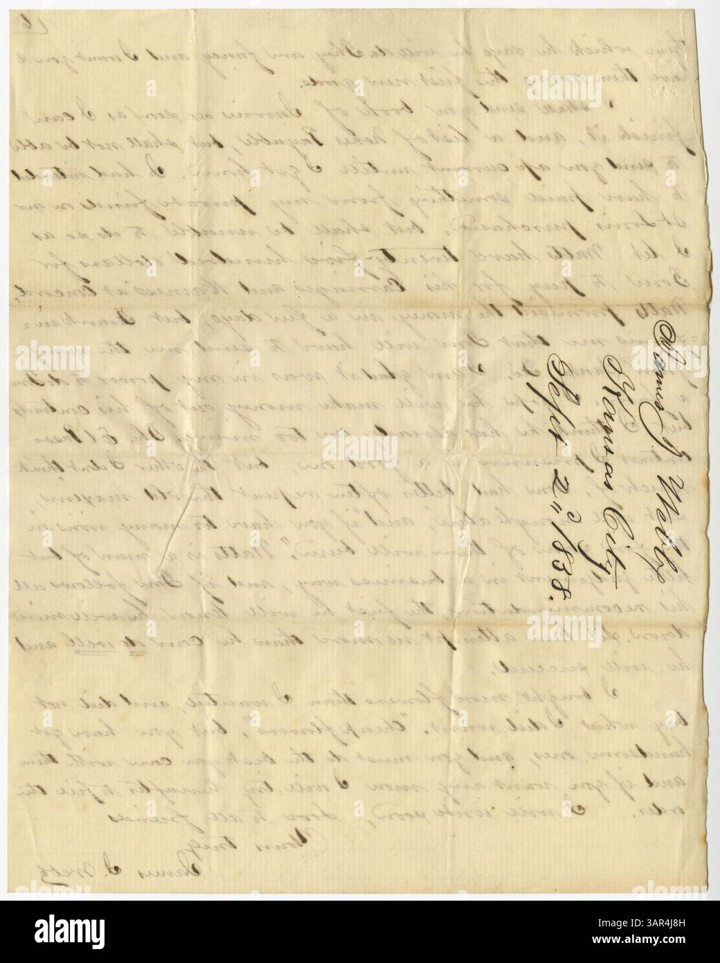 James J. Webb's letter to John M. Kingsbury from Kansas City, written on September 2, 1858 ...