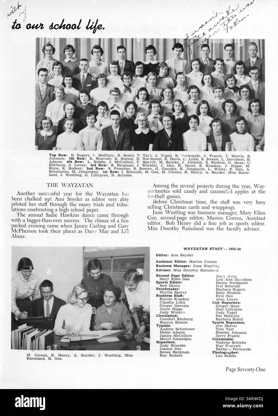 The 1954 edition of the Wayzata High School yearbook, 'Wayako ...