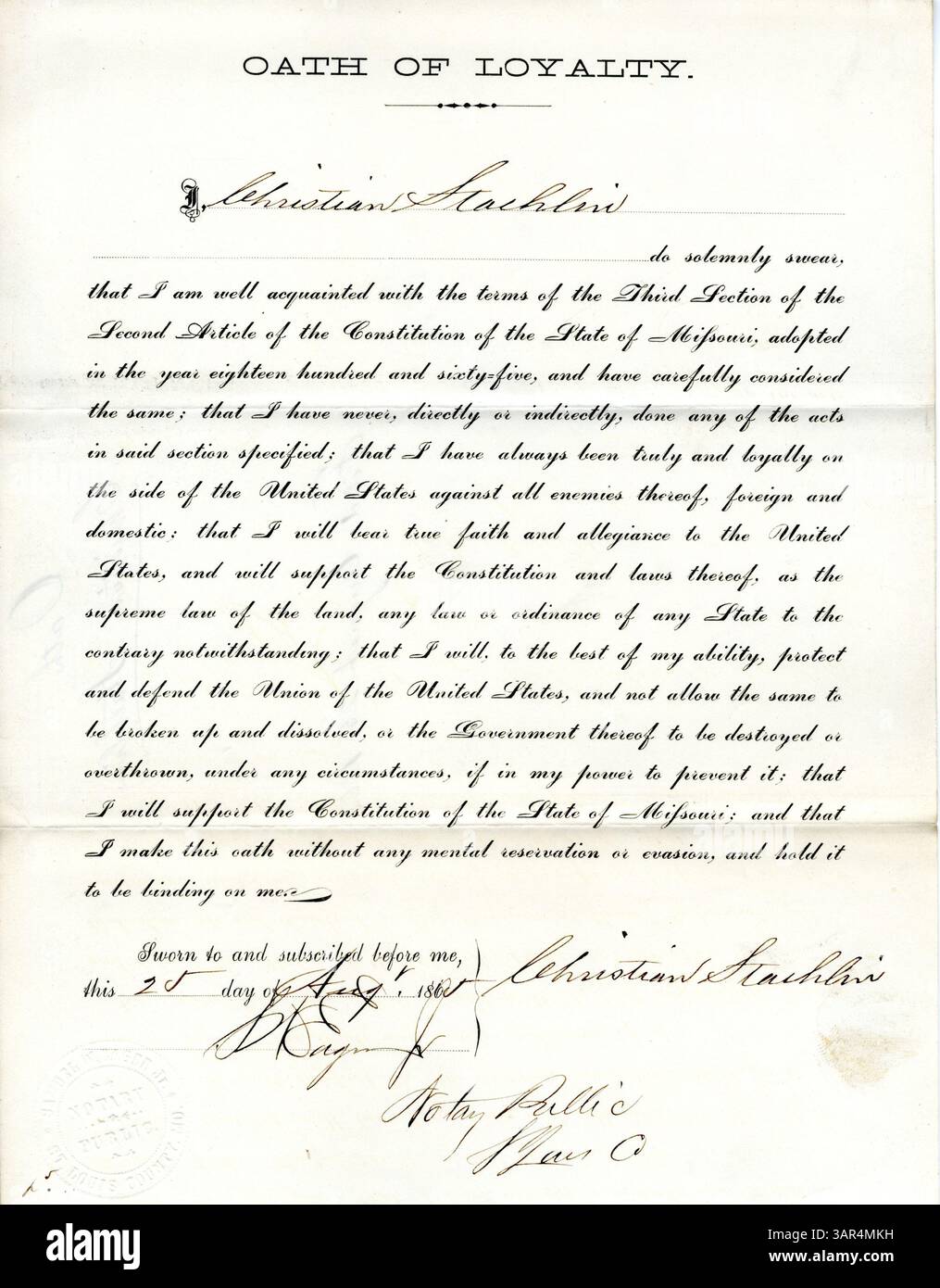 Christian Staehlin swears an oath of allegiance to the United States ...