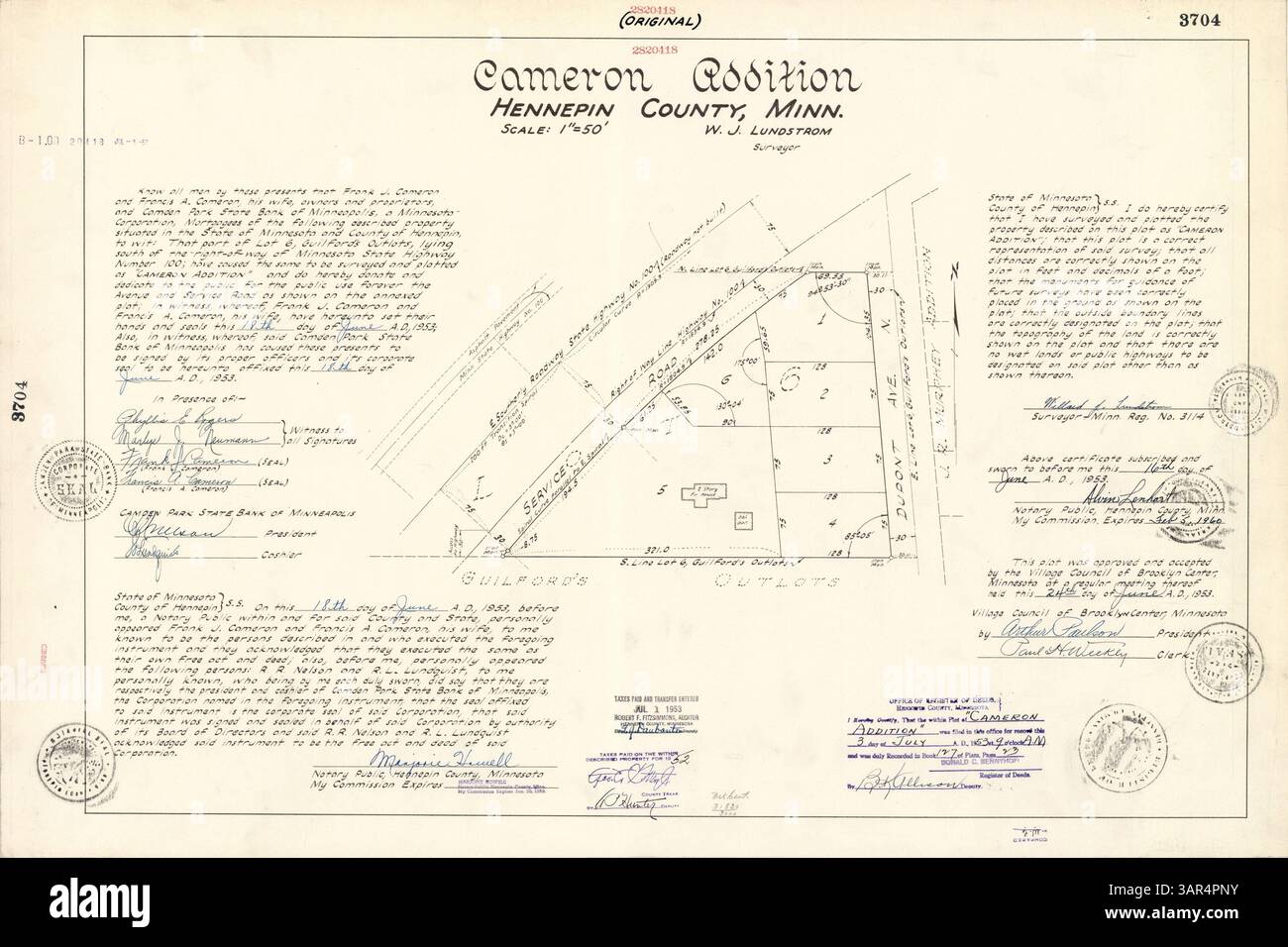This plat shows the layout of Cameron Addition, a neighborhood ...
