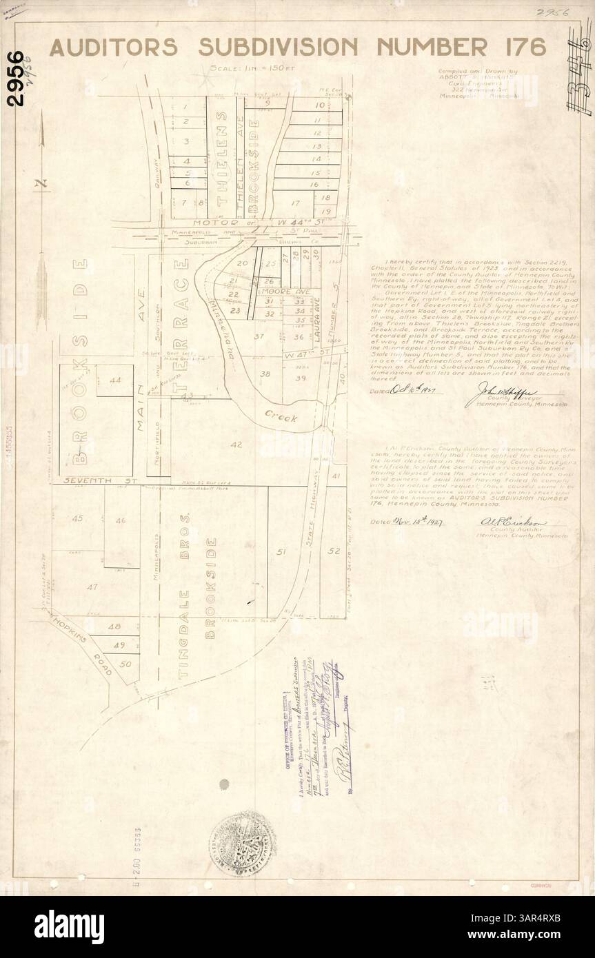 This map outlines Auditor's Subdivision Number 176, showing the ...