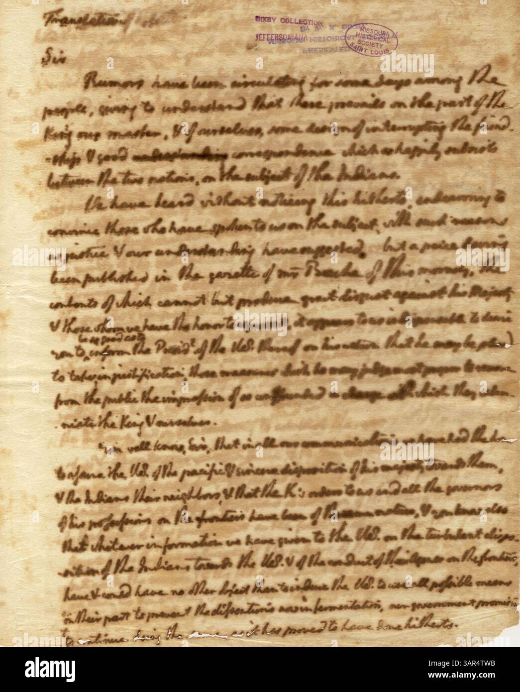 This letter from Josef de Jaudenes and Josef Ignacio de Viar to Thomas ...