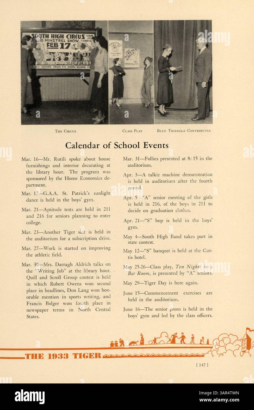 The 1933 'Tiger' Yearbook from South High captures the 1932-1933 school ...