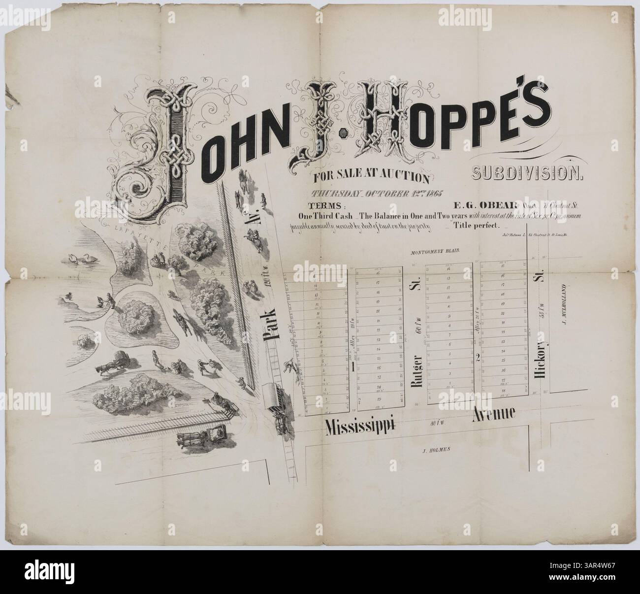 The auction plat for John J. Hoppe's Subdivision, dated October 12 ...