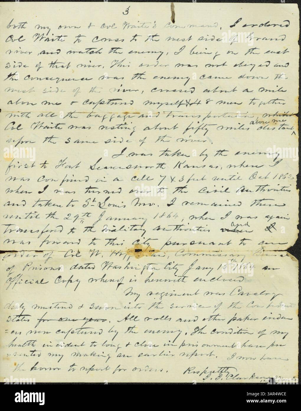 This letter from J.J. Clarkson recounts his military service with the ...