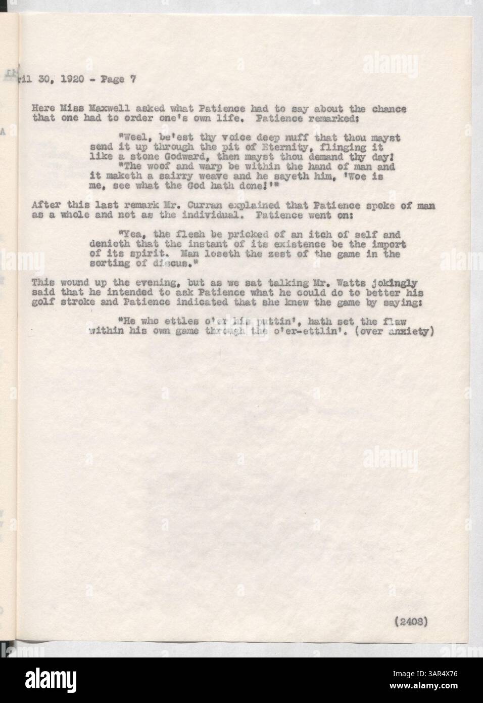 Volume 13 of the Patience Worth transcripts, documenting events from ...