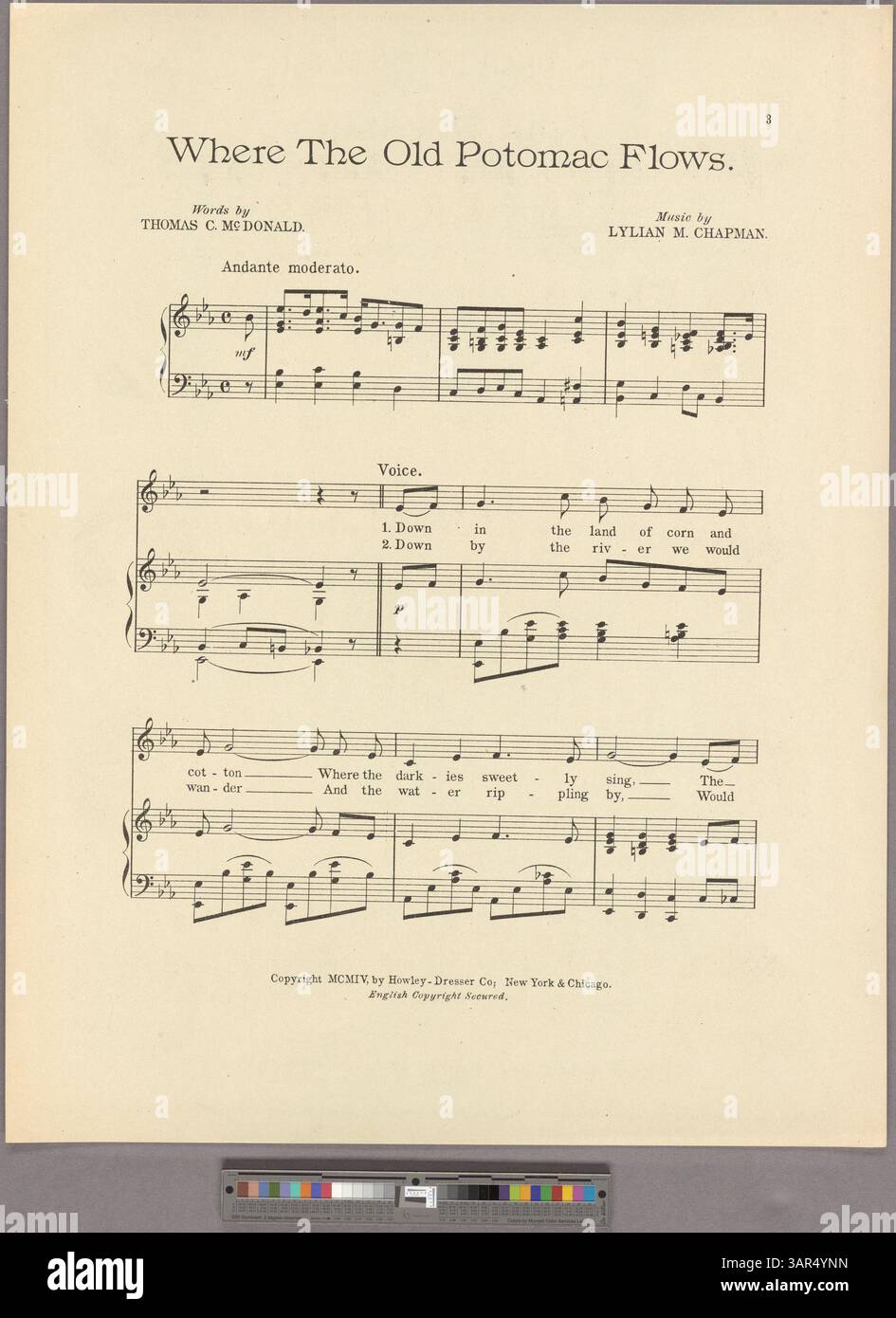 This vintage sheet music for 'Where the Old Potomac Flows' features a ...