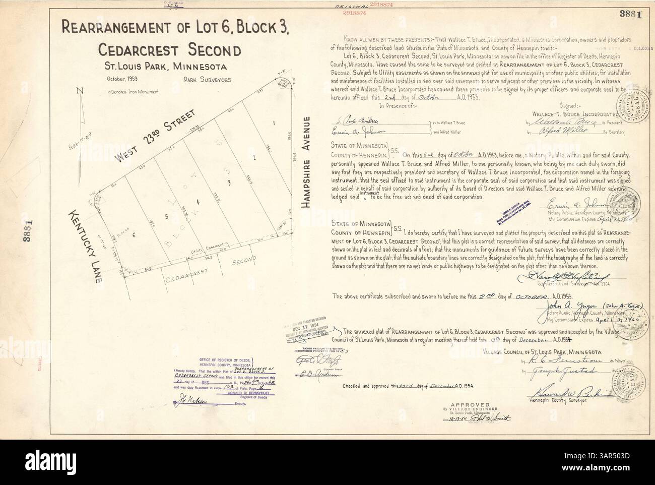 The rearrangement of Lot 6, Block 3, in the Cedarcrest Second ...