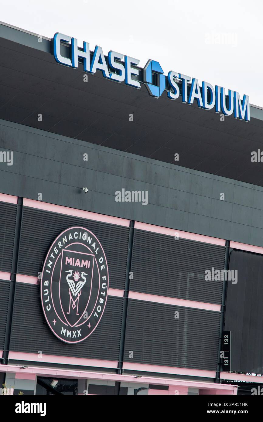 FORT LAUDERDALE, FL - FEBRUARY 17: The Inter Miami CF logo and Chase ...