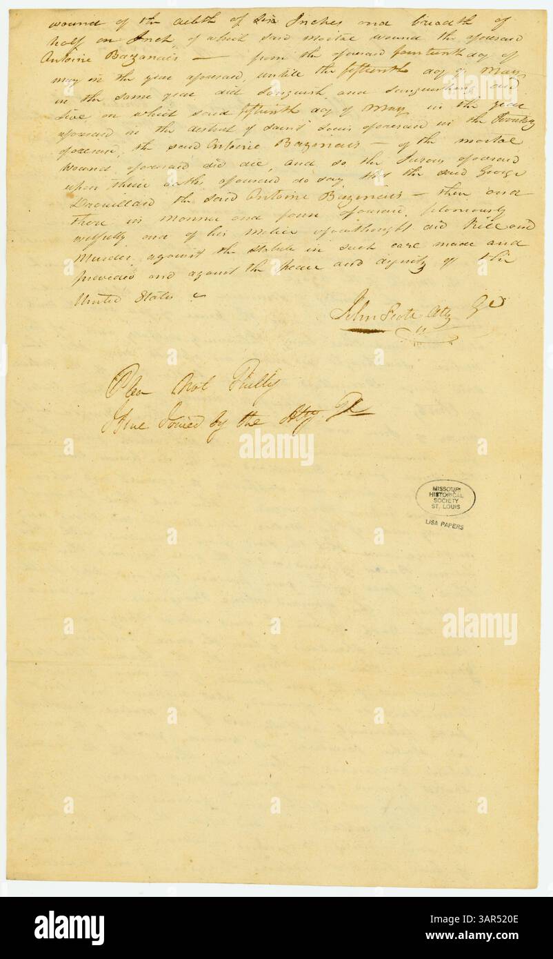 The indictment for the murder of Antoine Bazinais (also known as ...