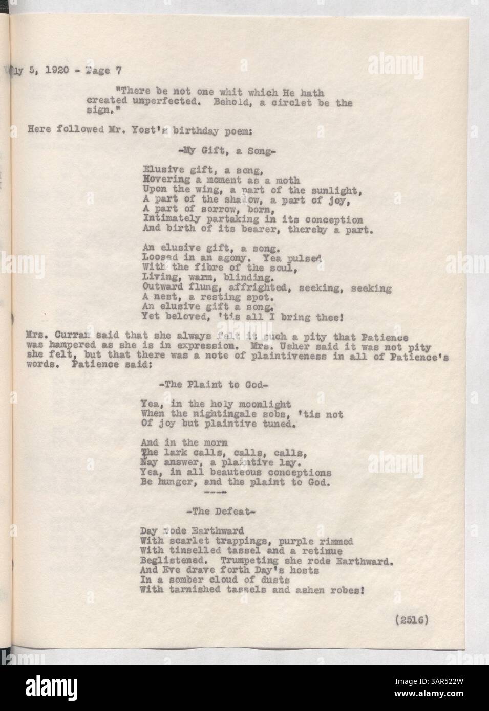 The Patience Worth transcripts, Volume 13, spanning from April 30 to ...