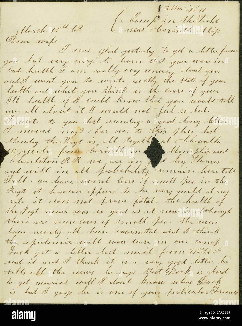 This letter, written by George W. Wyckoff from a camp near Corinth ...