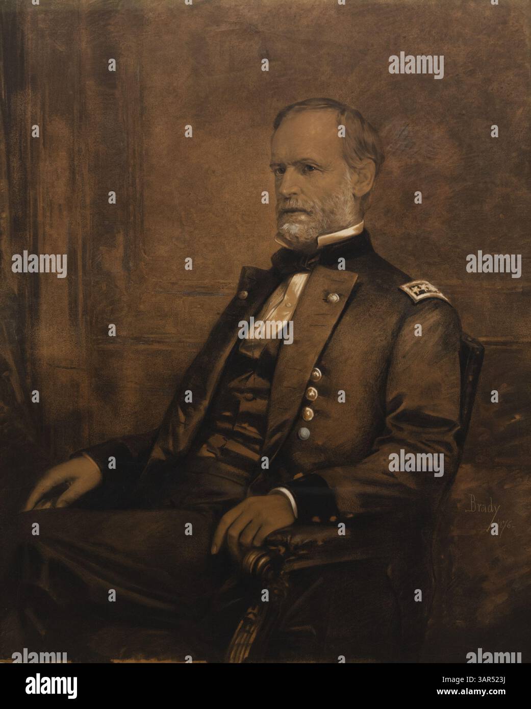 This charcoal and pastel drawing by William F. Bell depicts General William Tecumseh Sherman ...