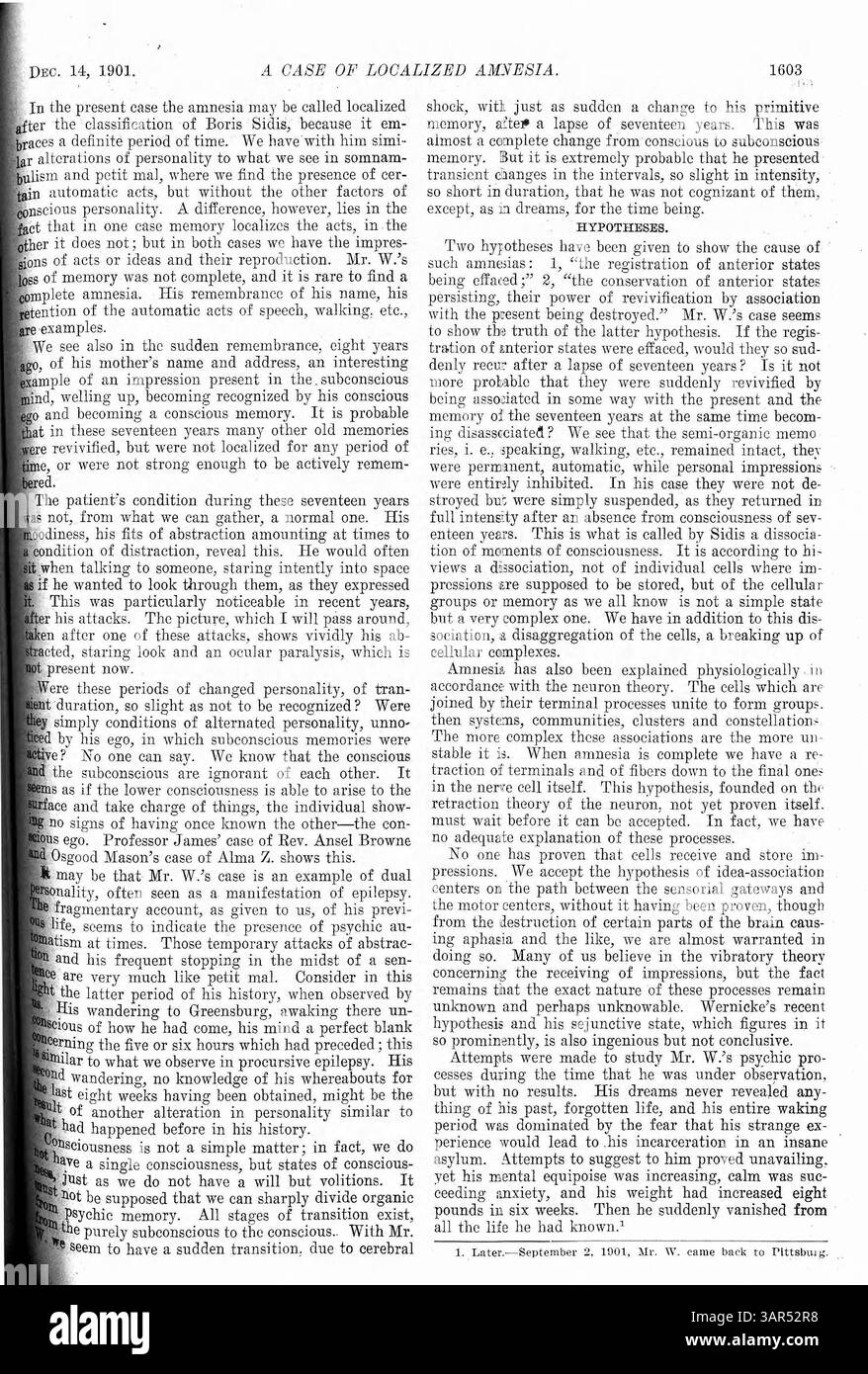 This document titled 'A Case of Localized Amnesia' by E. Mayer explores ...
