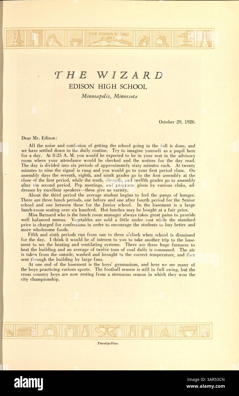 'Wizard' Yearbook 1927 from Edison High School documents the student ...