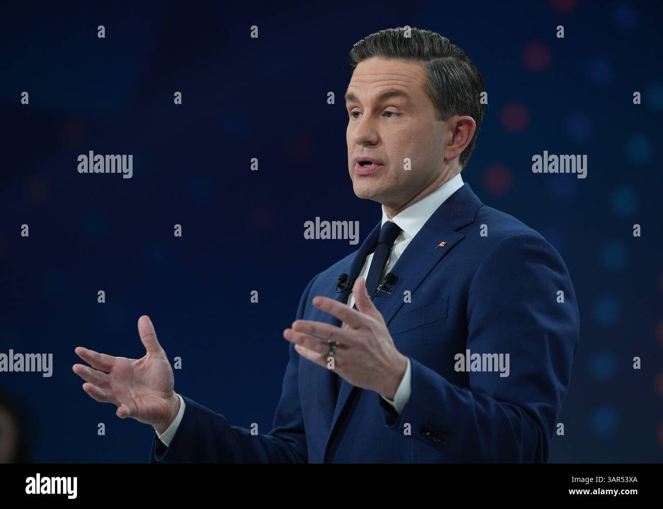 Montreal, Canada. 16th Apr, 2025. Conservative Leader Pierre Poilievre ...