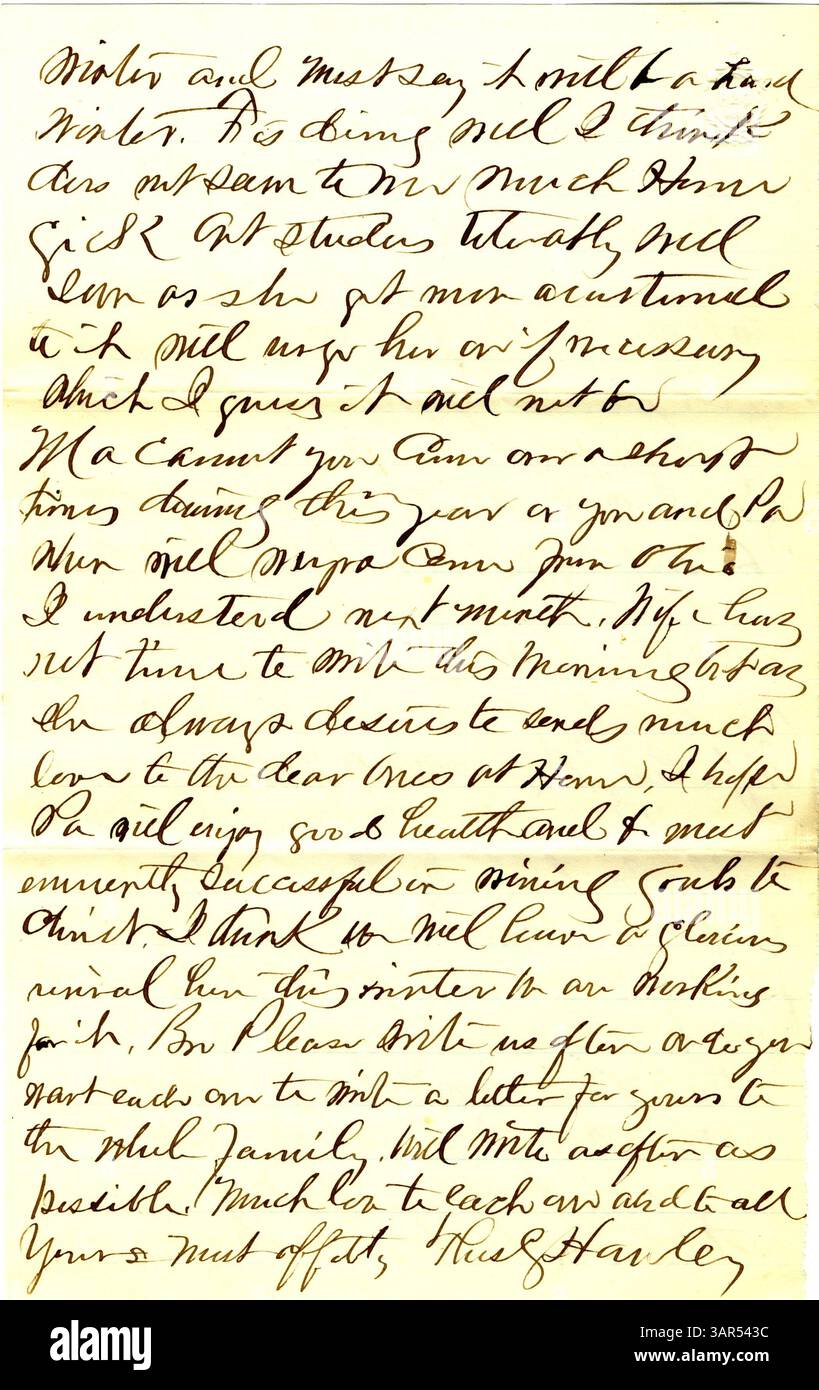 Thomas S. Hawley’s letter from October 30, 1866, to his parents ...