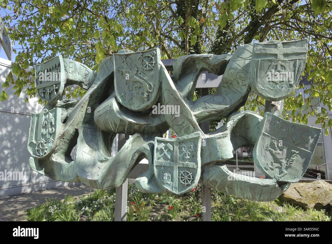 Relief and town coat of arms on the history of the town, historical ...
