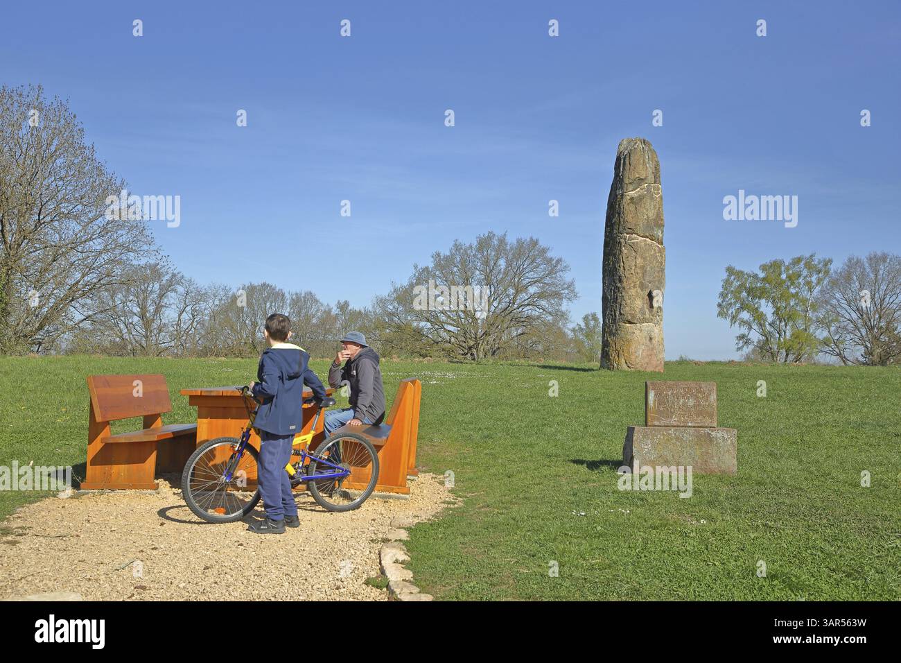 Menhir and cultural monument with seating and resting place from the ...
