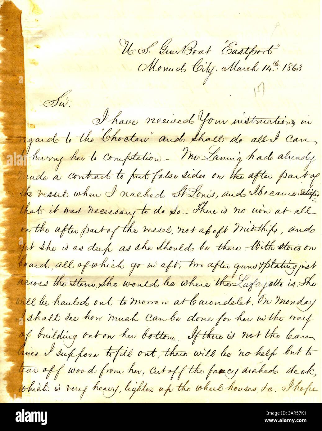 A letter from Seth Ledyard Phelps aboard the U.S.S. Eastport in Mound ...