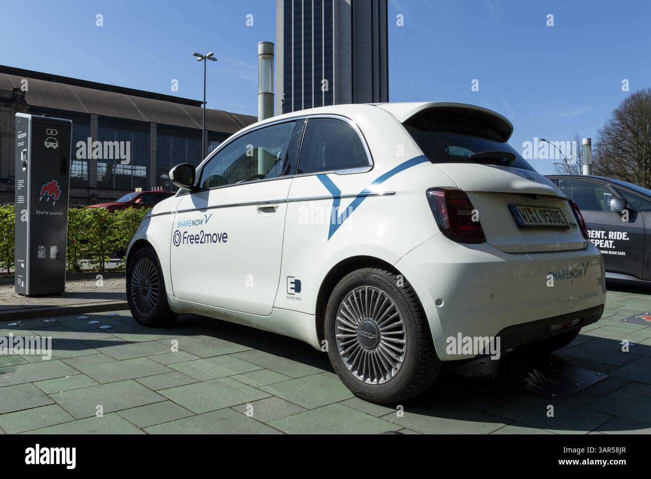 Local transport, logo, car sharing car from Sharenow Free2move at a ...