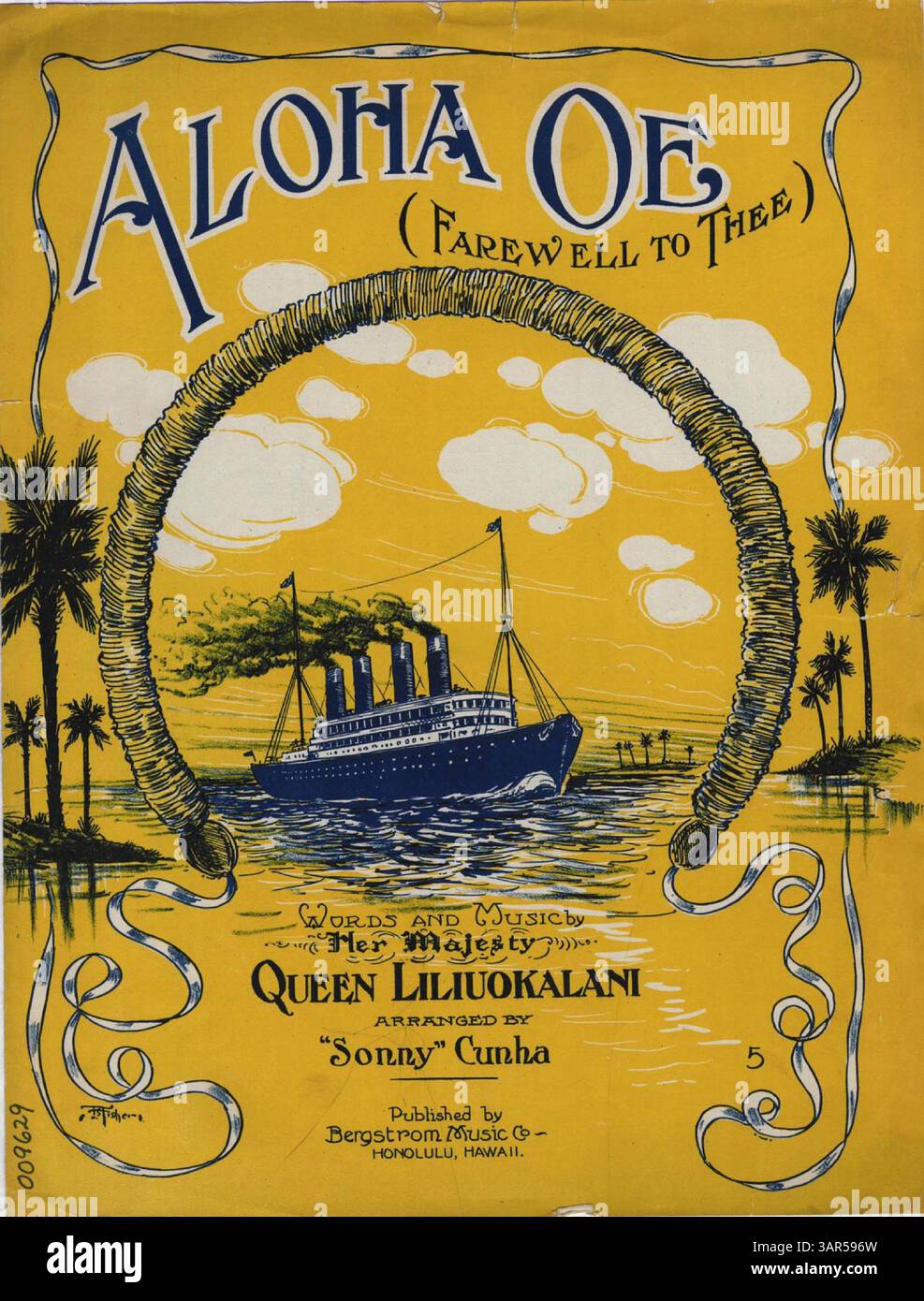 Cover of the song 'Aloha Oe' by Queen Liliuokalani, arranged by Sonny ...