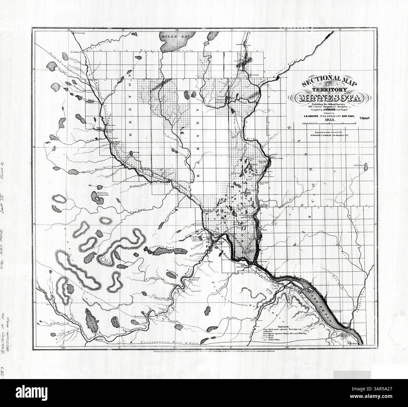 This sectional map of Minnesota Territory from the 19th century shows ...