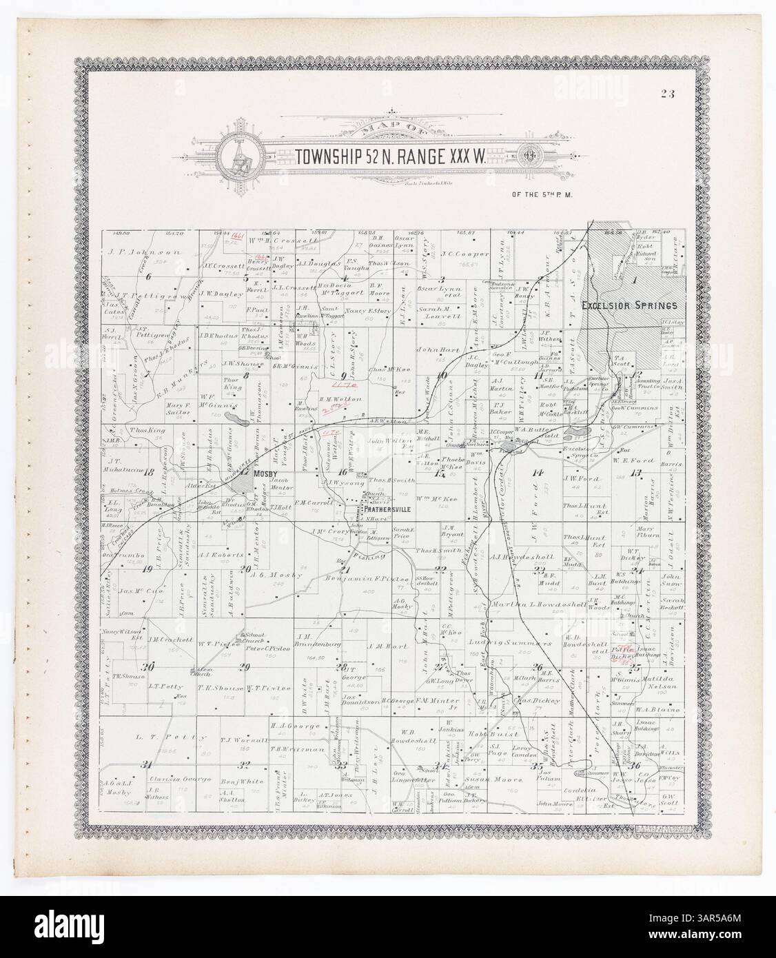 The Standard Atlas of Clay County, Missouri, Page 23, shows the ...