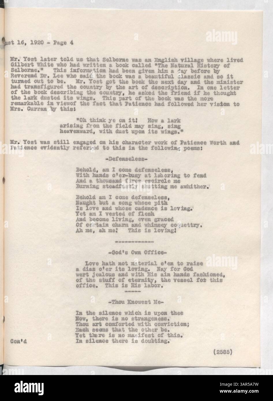 Volume 13 of the Patience Worth transcripts, dated April 30 to ...