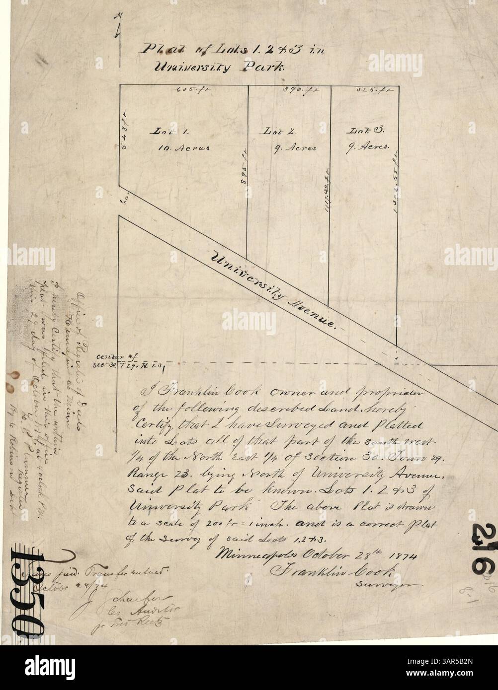 This plat shows the layout of Lots 1, 2, and 3 in University Park ...