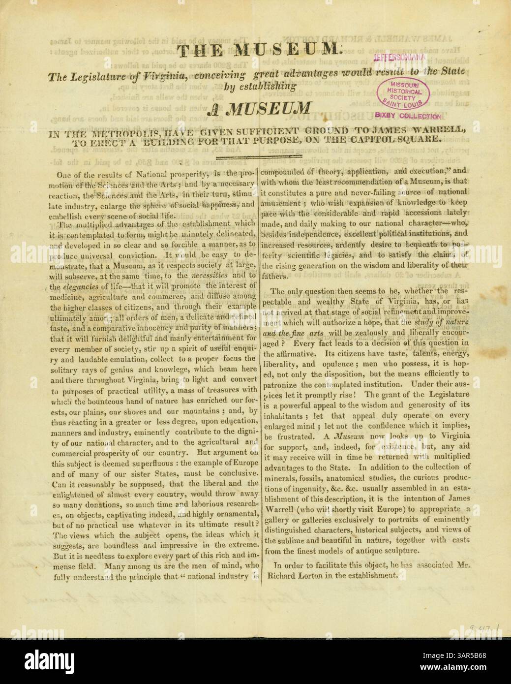 A letter dated May 27, 1816, from James Warrell to Thomas Jefferson ...