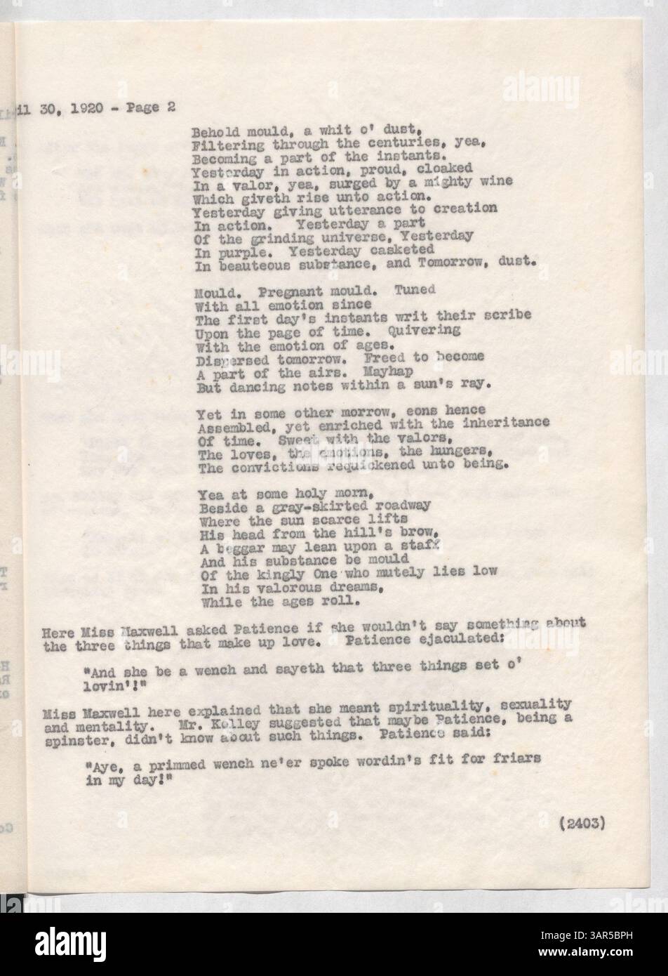 Volume 13 of the Patience Worth transcripts includes writings from ...