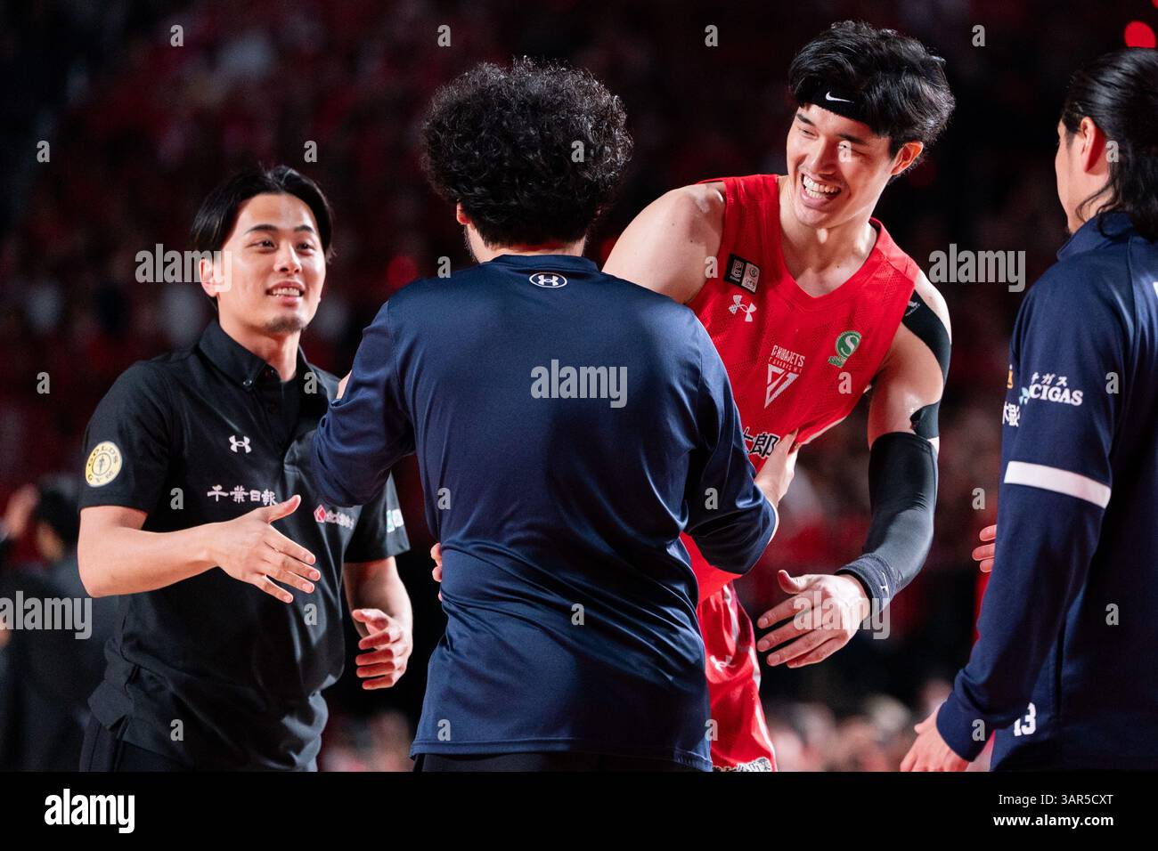 Chiba, Japan. 16th Apr, 2025. Yuta Watanabe (Jets), Yuki Togashi (Jets), Yuta Tabuse (Brex ...