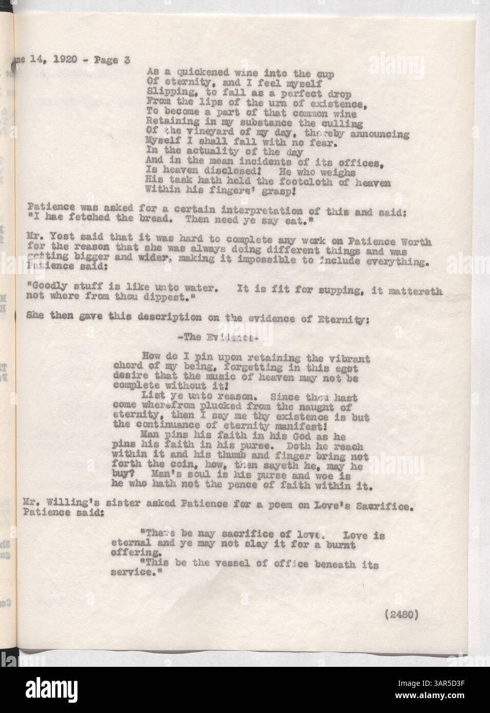 Volume 13 of the Patience Worth transcripts, dated between April 30 and ...