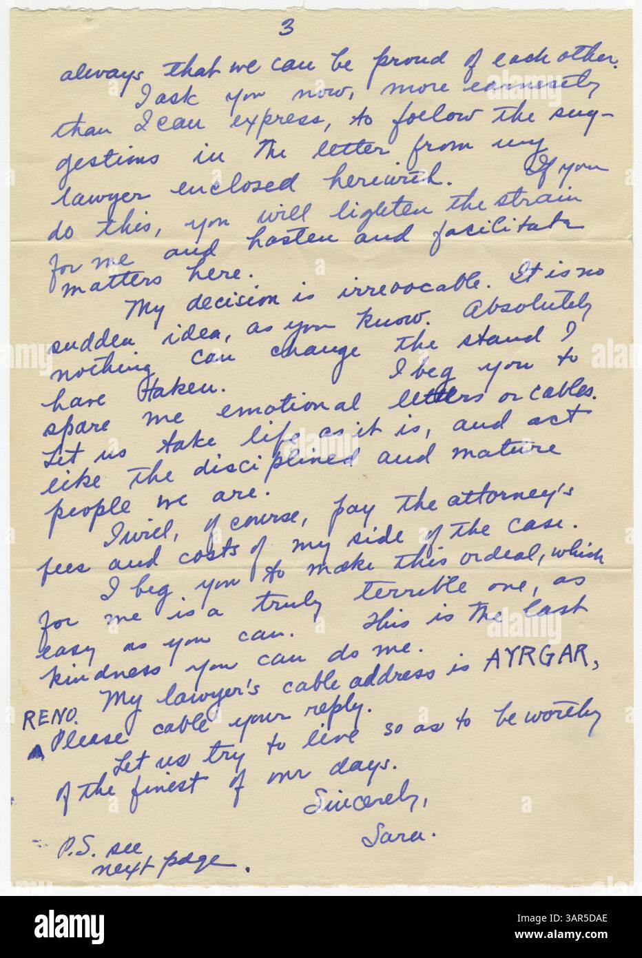 Sara’s letter, dated June 1, 1929, reveals her decision to seek a ...