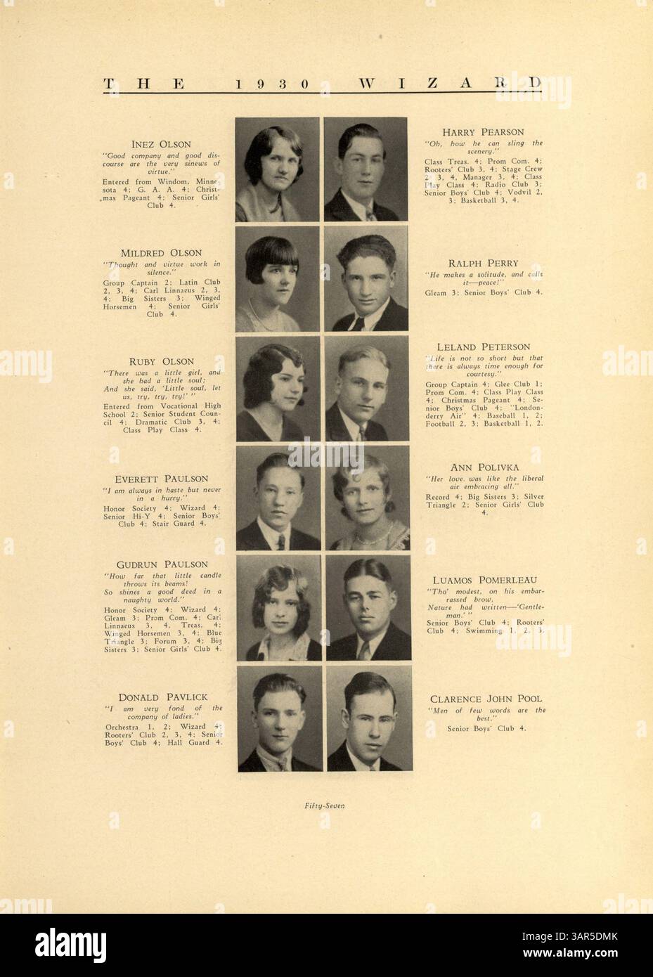 The 1930 edition of the Edison High School yearbook, Wizard, documents ...