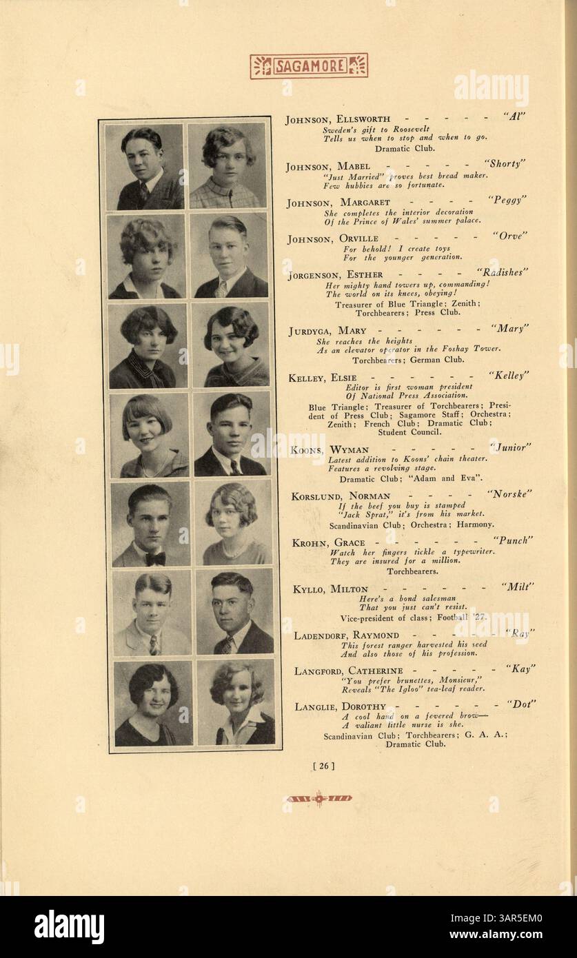 The 1928 'Sagamore' yearbook from Roosevelt High School documents the ...