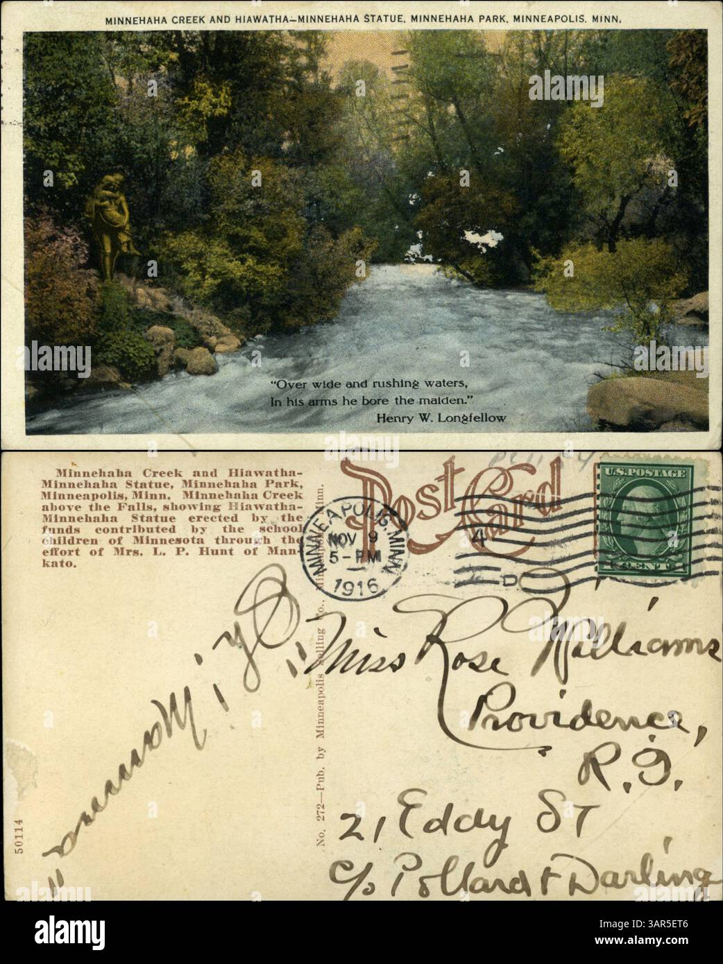 This historical image shows Minnehaha Creek with the Hiawatha-Minnehaha ...