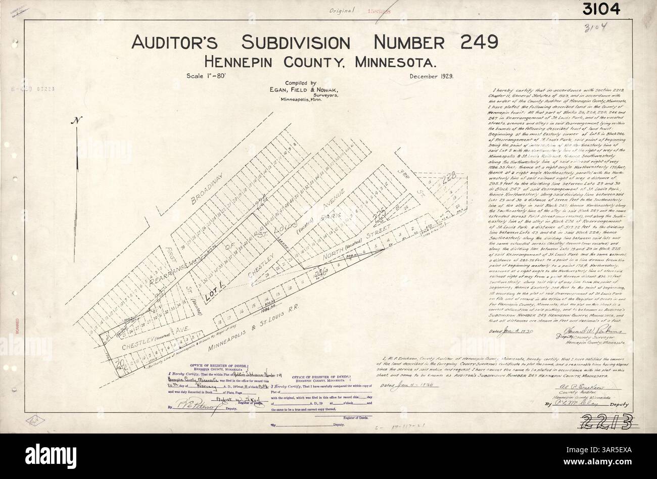 The map of Auditor's Subdivision Number 249, dated 1929, illustrates ...