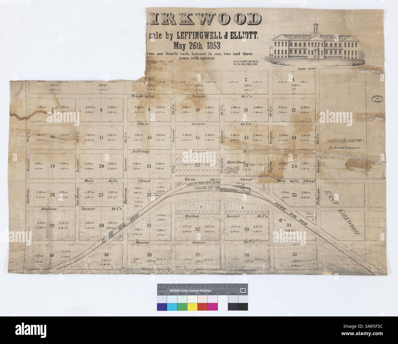 Map depicting the sale of Kirkwood by Leffingwell and Elliot, showing ...