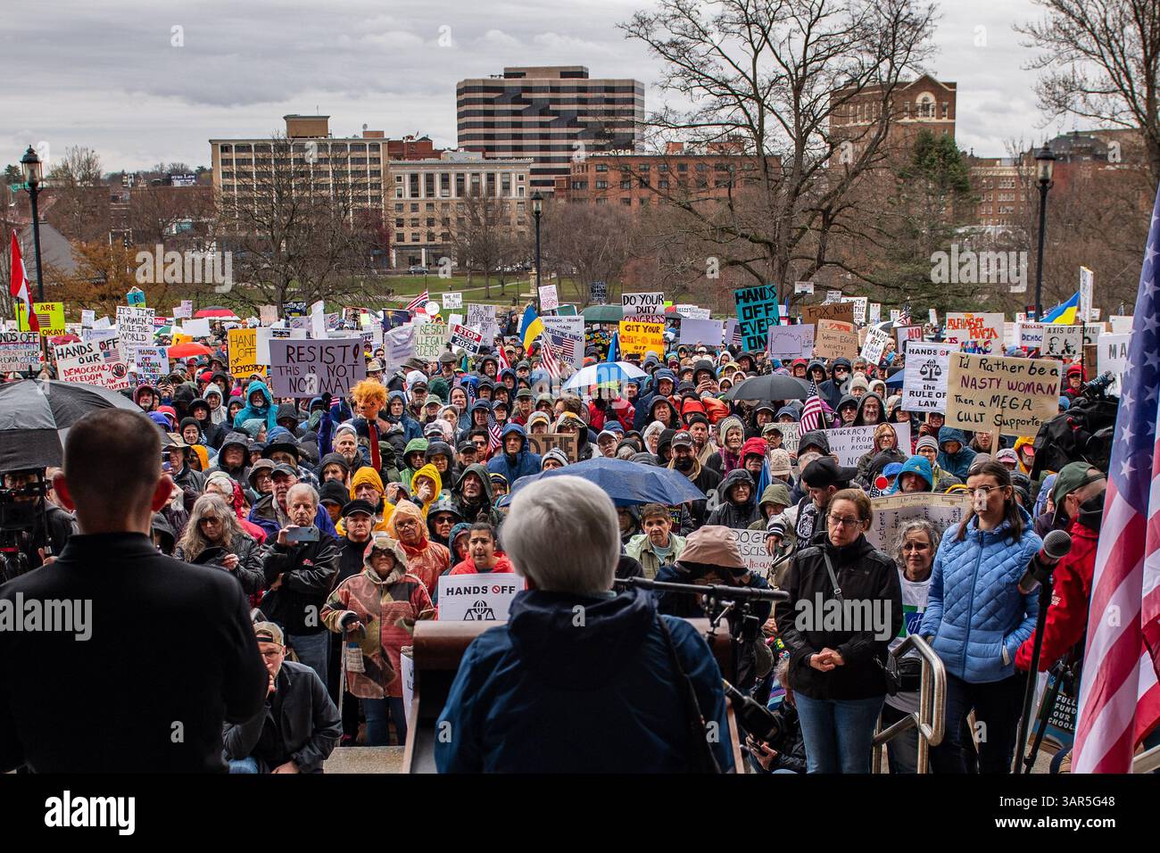 Hartford, United States. 05th Apr, 2025. Hundreds gather at the capitol ...