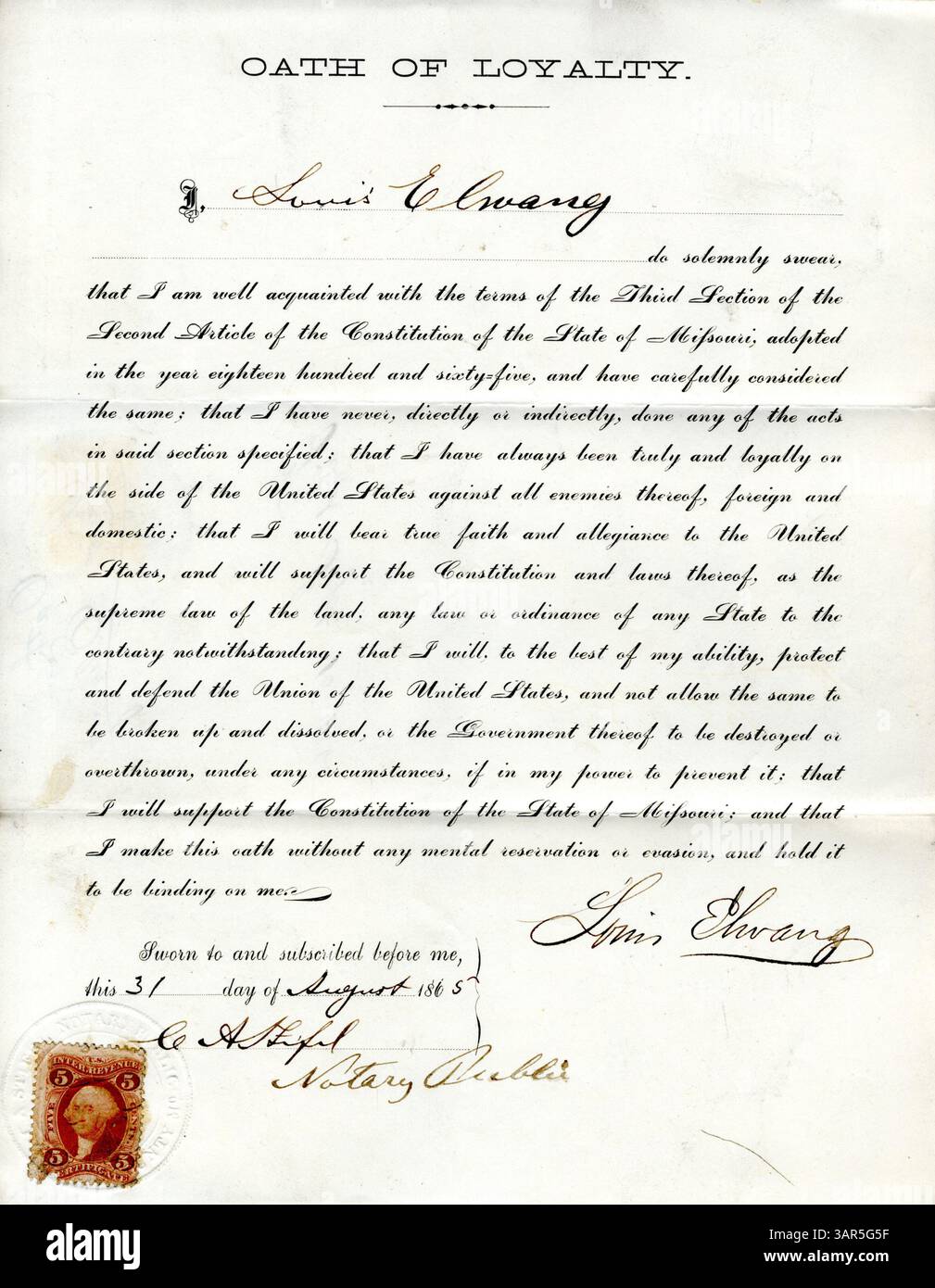 Louis Elwang swears an oath of allegiance to the United States and ...