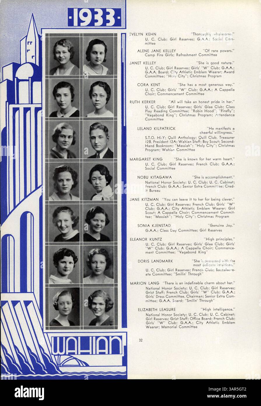 This 1933 'Wahian' yearbook from Washburn High School features students ...