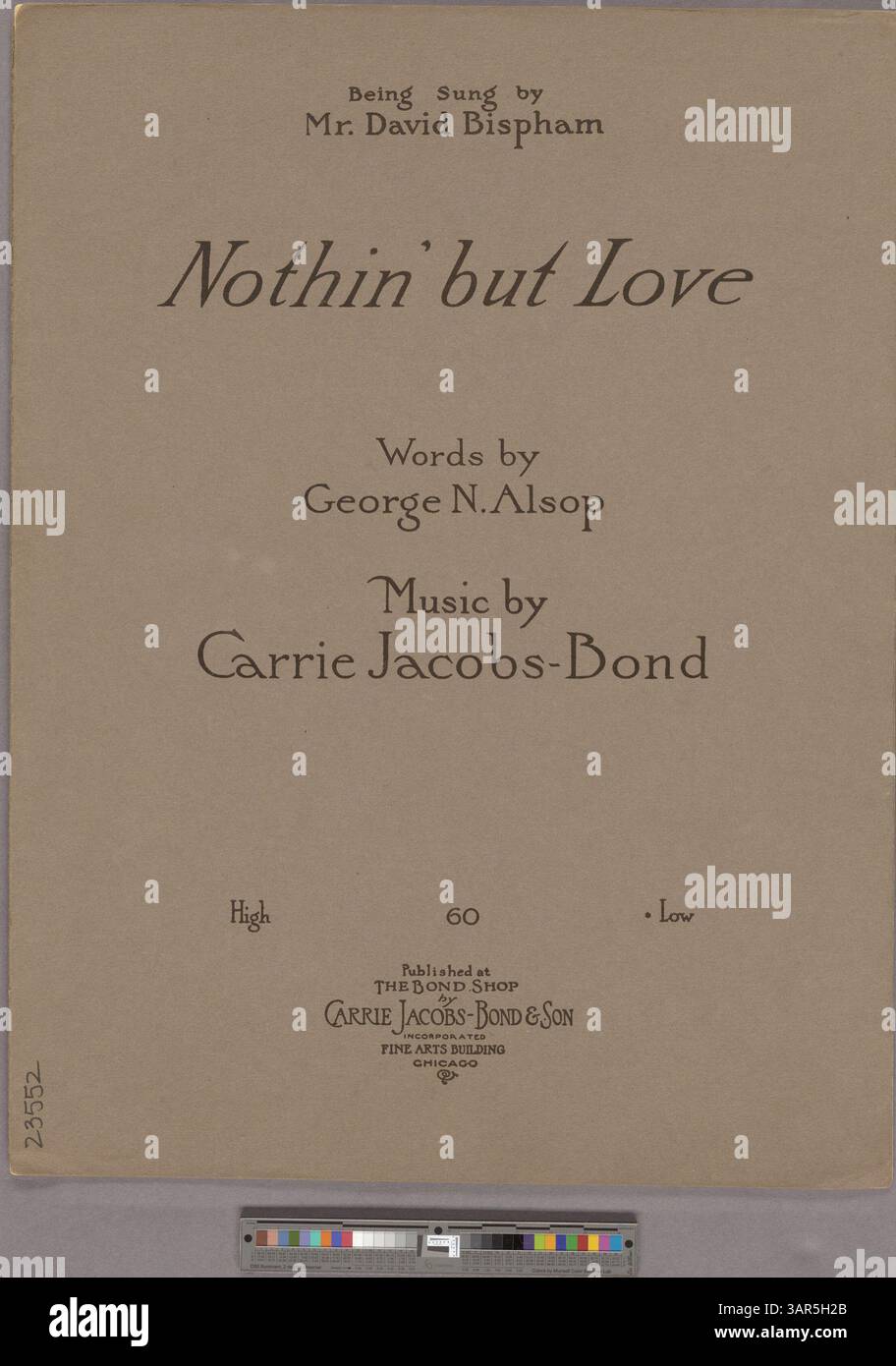 The song 'Nothin' But Love' is sung by Mr. David Bispham and includes ...
