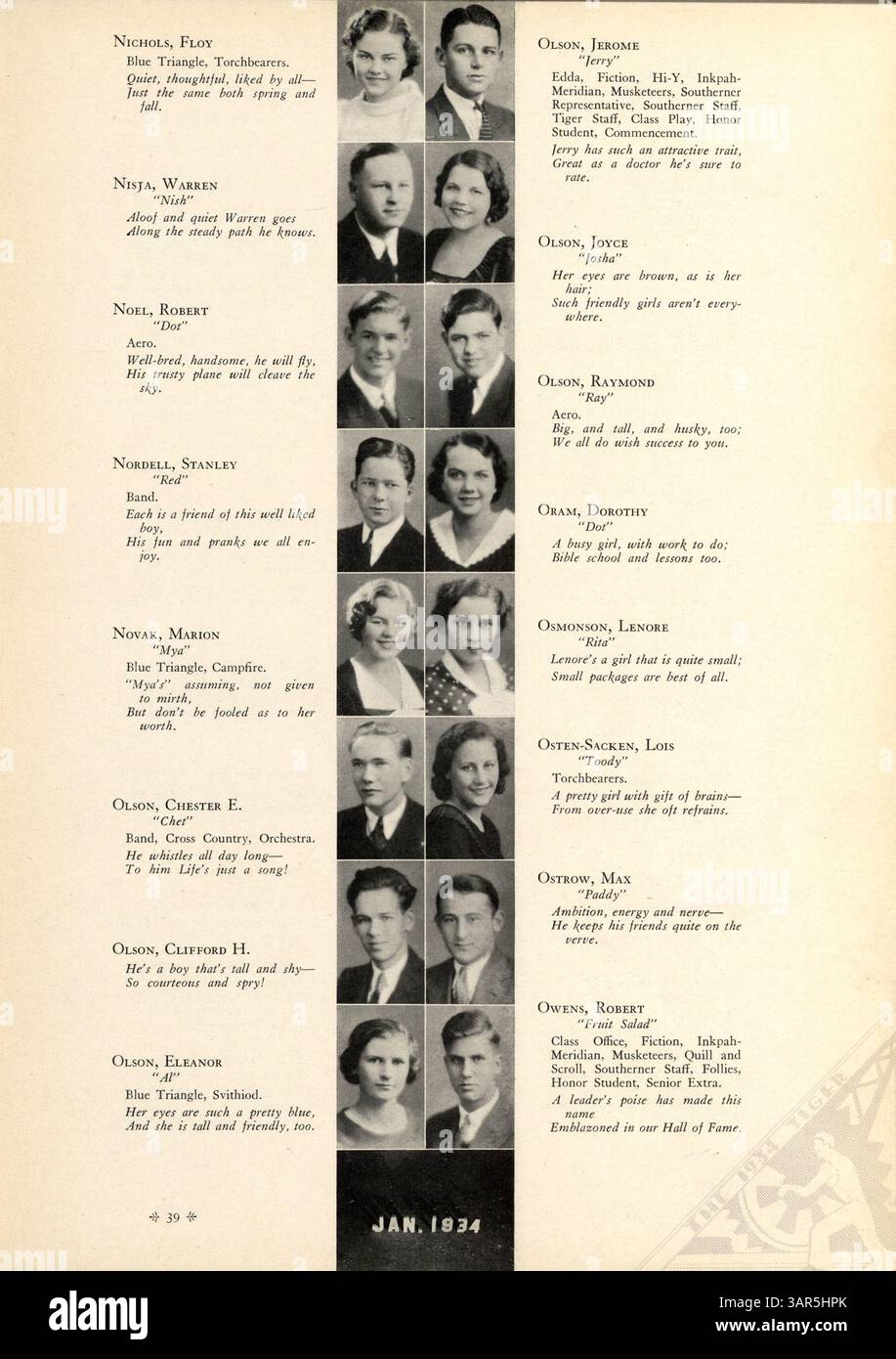 The 1934 edition of the South High Yearbook, titled 'Tiger 1934 ...