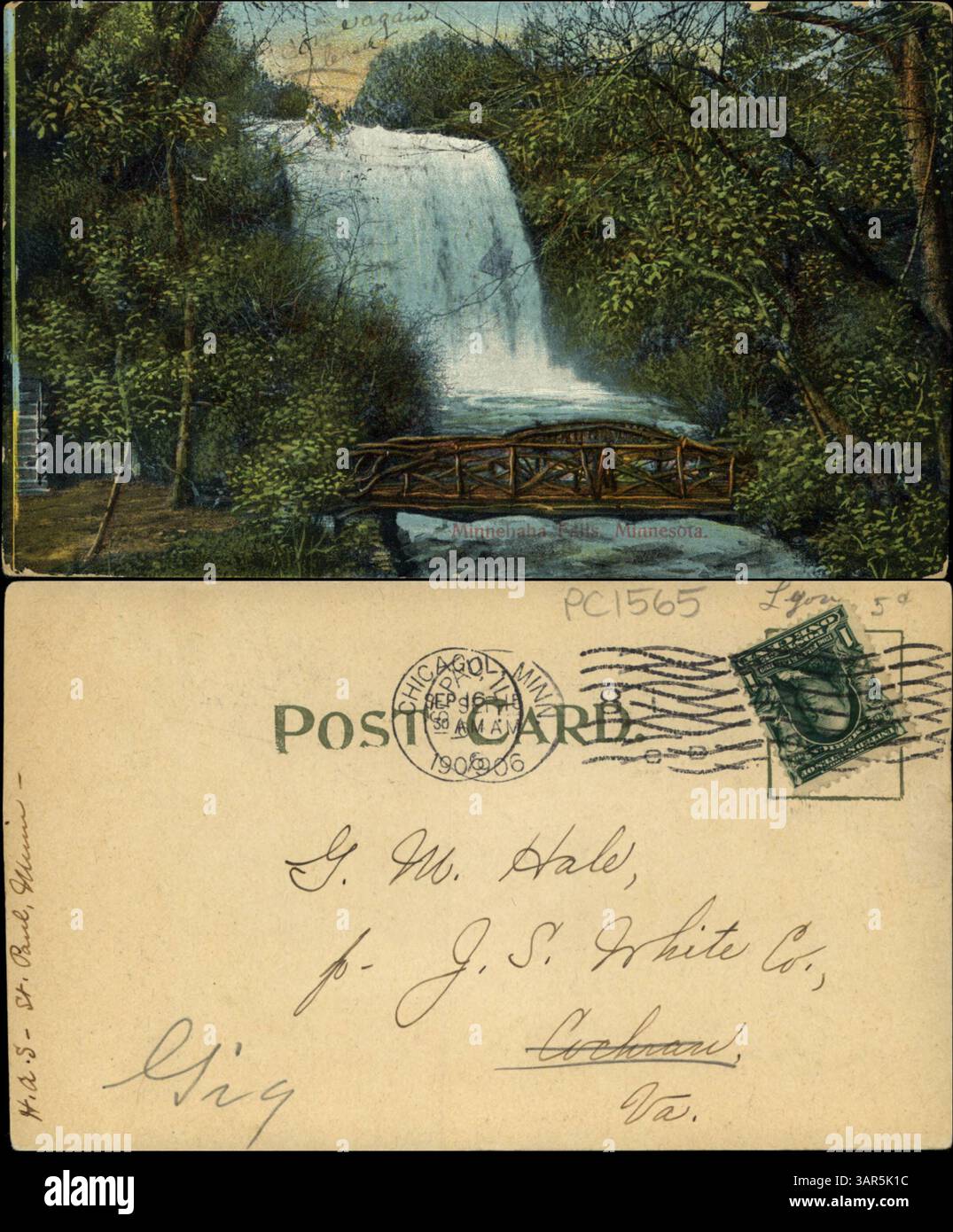 Minnehaha Falls in Minnesota is depicted in this early 1900s postcard ...