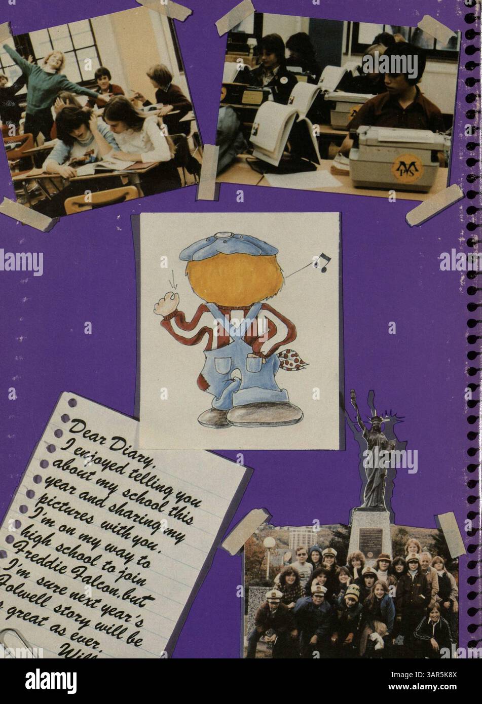 The 1983 Folwell Jr. High yearbook, 'Diary and Scrapbook,' captures the ...