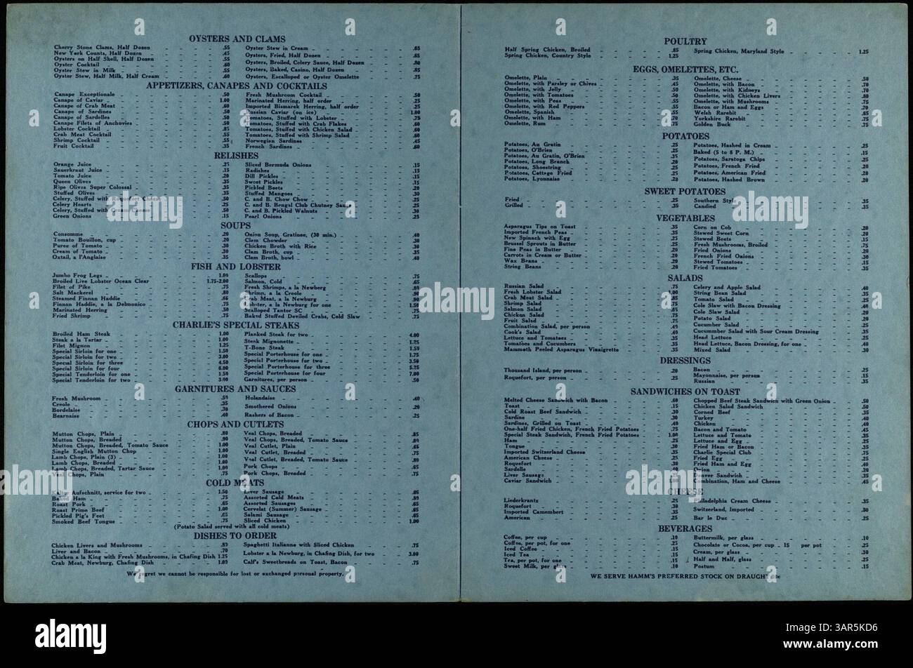 The Charlie's Cafe Exceptionale menu features a bi-fold design with ...